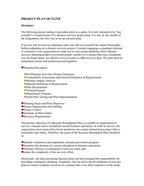 Project Plan Outline