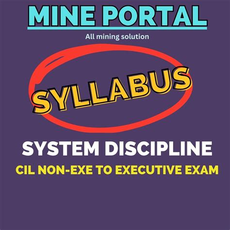 CIL NON EXE TO EXE SYSTEM DISCIPLINE SYLLABUS Mine Portal India S No Mining Exams Test