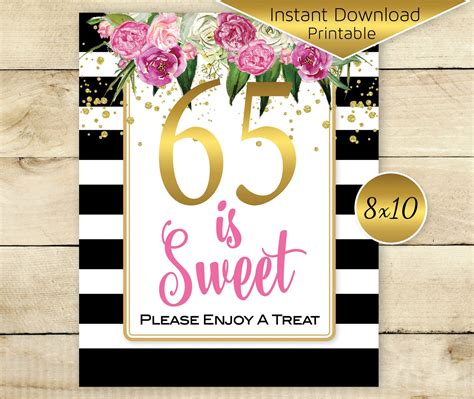 65 Is Sweet Treats Table 8x10 Printable Sign 65th Birthday Etsy