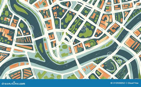 Minimalist Urban Landscape Map Illustration Perfect For Contemporary Decor Stock Illustration