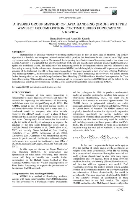 Pdf A Hybrid Group Method Of Data Handling Gmdh With The Wavelet