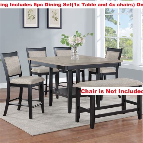 Durable 5pc Dining Set Contemporary Farmhouse Style Counter Height W 20