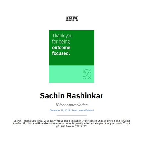 Ibm Recognition Sachin R