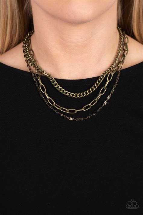 Paparazzi Necklace ~ Galvanized Grit Brass Paparazzi Jewelry