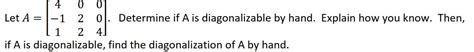Solved Let A 411022004 Determine If A Is Diagonalizable Chegg Com