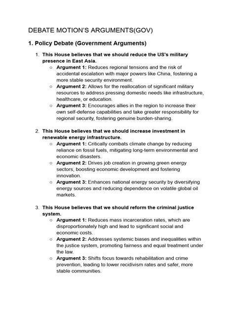 Debate Motions Arguments Gov Pdf Justice Crime And Violence