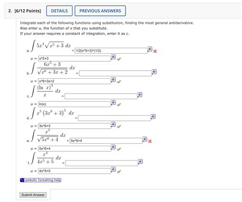 Solved Integrate Each Of The Following Functions Using