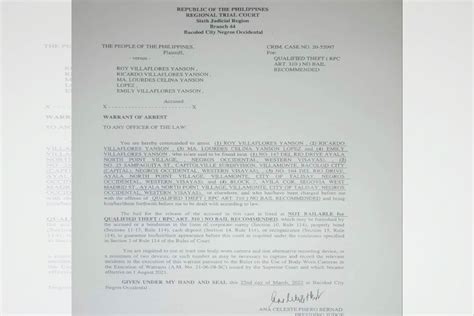 Bacolod Rtc Orders Arrest Of Yanson 4 Journal News Online