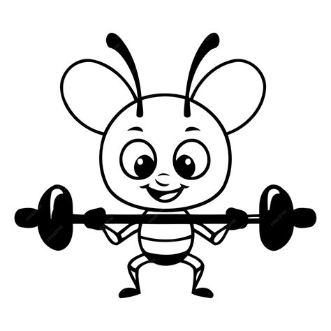 Premium Vector Cute Ant Lifting A Barbell Cute Cartoon Vector Illustration