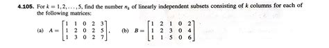 Solved 4105 For K125 Find The Number Nk Of Linearly