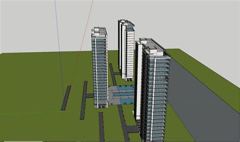 板式现代风格高层住宅su模型其他住宅土木在线
