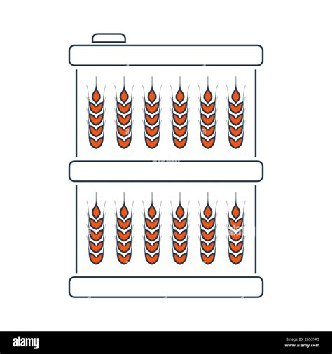 Barrel With Wheat Symbols Icon Thin Line With Red Fill Design Vector