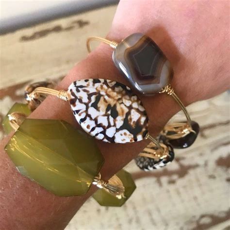 Brown And White Spotted Agate Bangle Brown Agate Bangle Agate Bead Bangle White And Brown