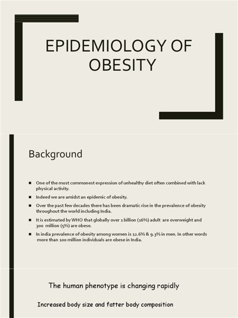 Epidemiology Of Obesity Pdf Obesity Abdominal Obesity