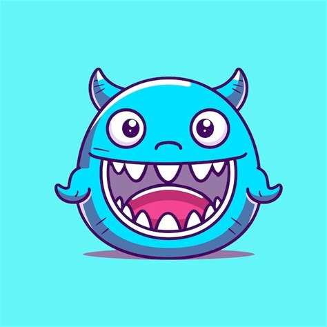 Vecteur Souriant De Monstre De Dessin Animé Mignon Vecteur Premium