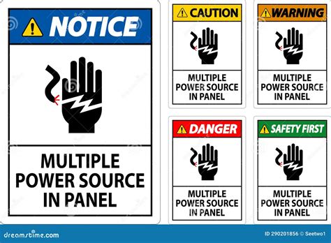 Danger Sign Multiple Power Source In Panel Stock Vector Illustration Of Electricity Lock