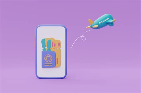 여행 및 여행 계획 비행기가있는 스마트 폰에서 여권 및 티켓 여행 시간 휴가 휴가 3d 렌더링 3차원 형태에 대한 스톡 사진 및