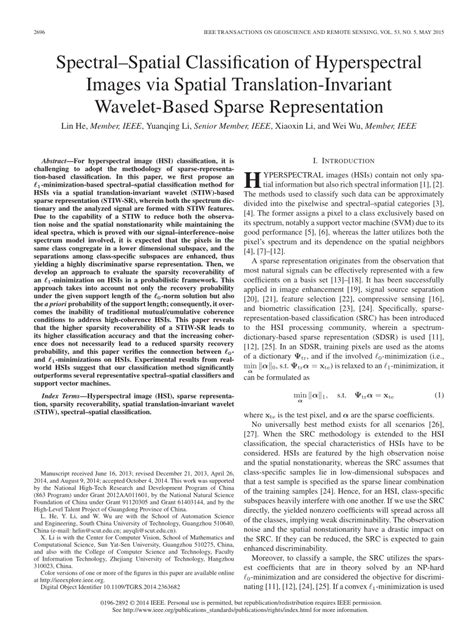 Pdf Spectralspatial Classification Of Hyperspectral Images Via
