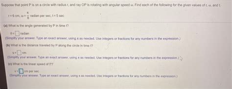 Solved Suppose That Point P Is On A Circle With Radius R Chegg