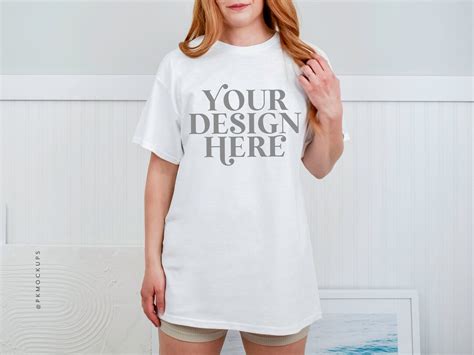 White Gildan 5000 Mock Up Oversize T Shirt Mockups Printful Tee Mock
