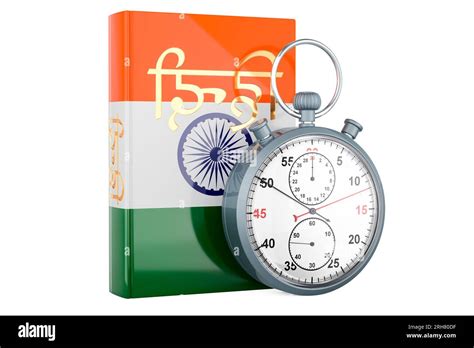 Hindi Language Textbook With Stopwatch Accelerated Courses Of Hindi Language 3d Rendering