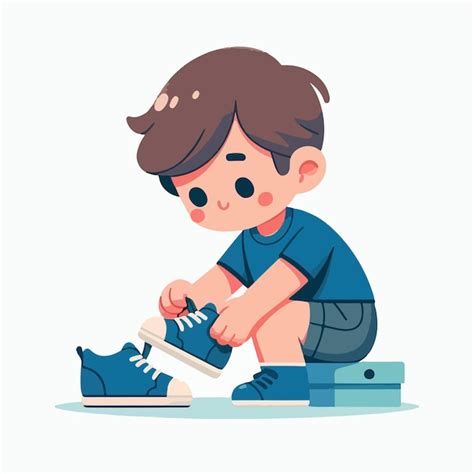 Vetor de crianças a vestir sapatos vetor Premium gerado IA