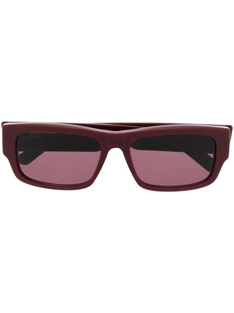 Balenciaga Eyewear Rectangle Frame Sunglasses Red Farfetch