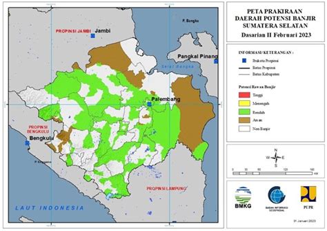 Prakiraan Daerah Potensi Banjir Dasarian Provinsi Sumatera Selatan Update Januari