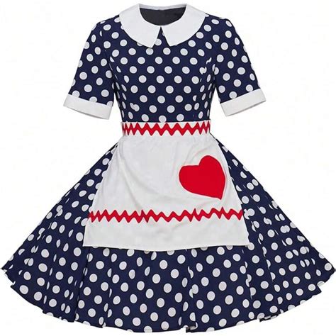 I Love Lucy Cosplay Costume Womens Polka Dot Dress With Apron