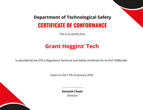 Free Certificate Of Conformance Template To Edit Online