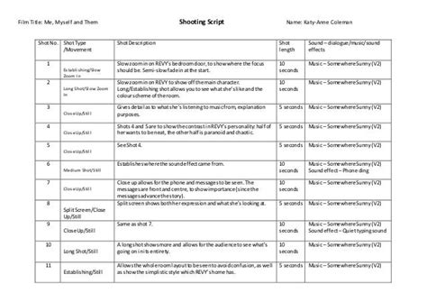 04 Shooting Script Blank Yr13