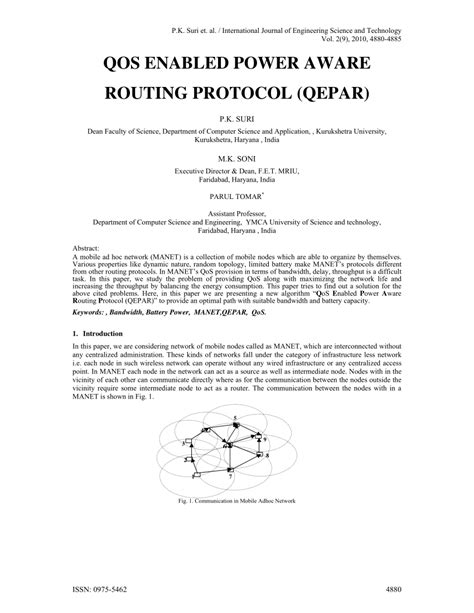 Pdf Qos Enabled Power Aware Routing Protocol Qepar