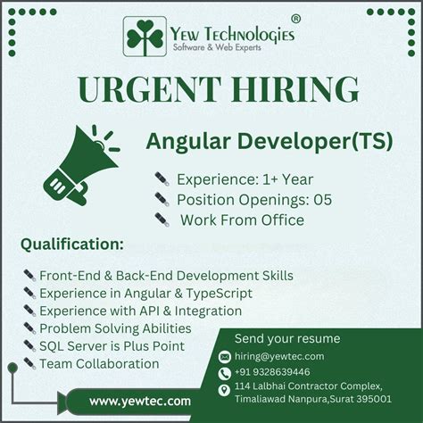 yew technologies on linkedin hiringnow angulardeveloper typescript
