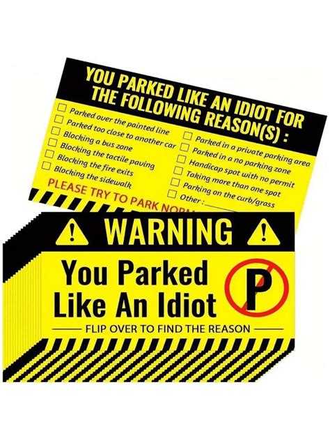 50pcs Funny No Parking Cards Multi Purpose Parking Warning Cards Bad