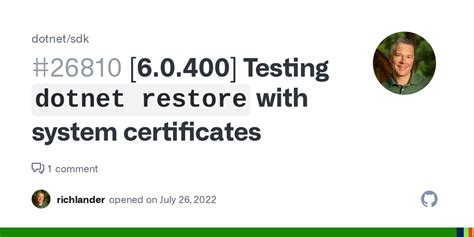 Testing Dotnet Restore With System Certificates Issue