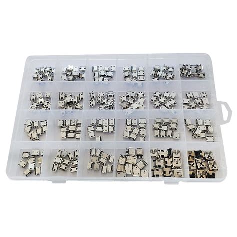 Lifetechs 240pcs 24 Models Micro Usb Connector Female Socket Jack