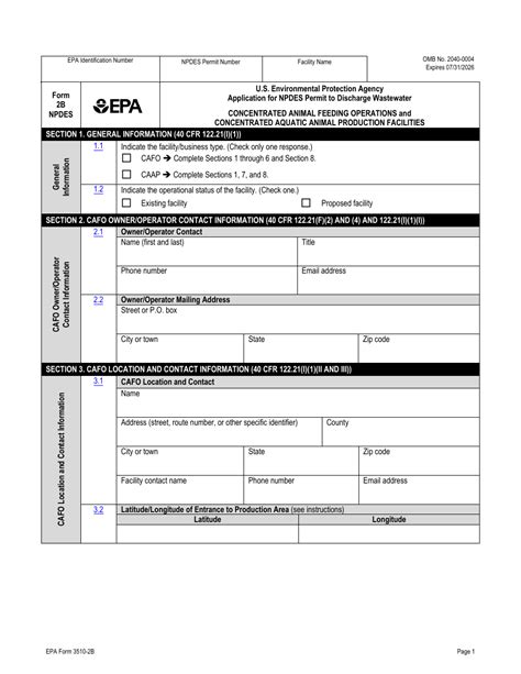 Npdes Form 2b Epa Form 3510 2b Download Fillable Pdf Or Fill Online