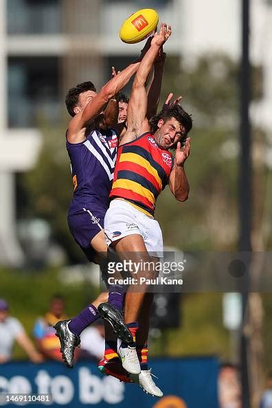 Joshua Rachele Of The Crows Contests For A Mark During The Afl Match
