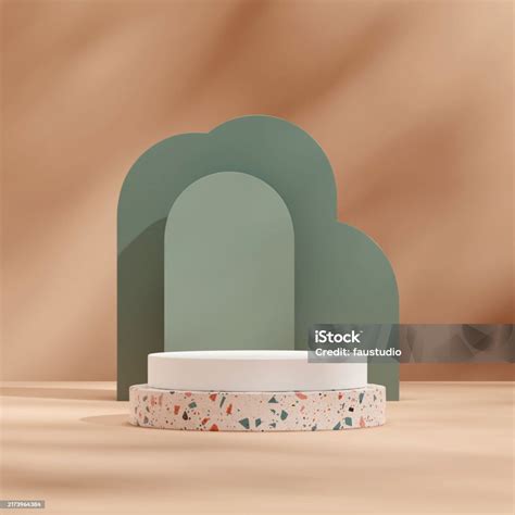 3d 렌더링 모형 템플릿 흰색 및 테라 조 질감 연단 녹색 아치 배경과 사각형 0명에 대한 스톡 사진 및 기타 이미지 0명 3차원 형태 강단 Istock