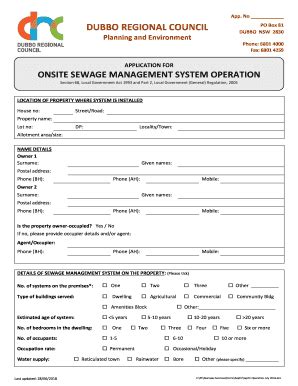 Fillable Online APPLICATION FOR ONSITE SEWAGE MANAGEMENT SYSTEM Fax