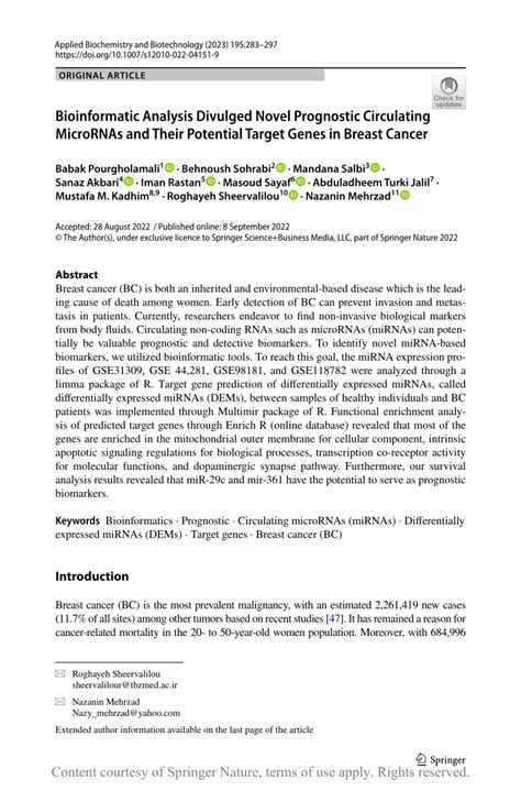 Bioinformatic Analysis Divulged Novel Prognostic Circulating Micrornas