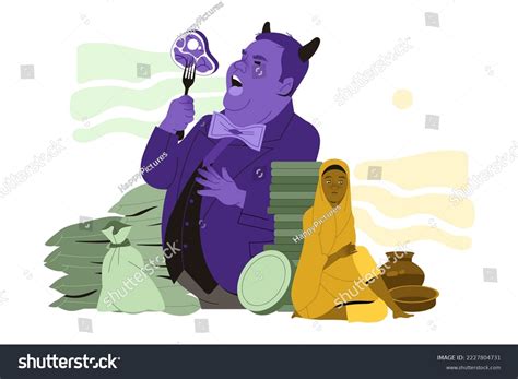 Food Crisis Shortage Fat Man Eating Stock Vector Royalty Free