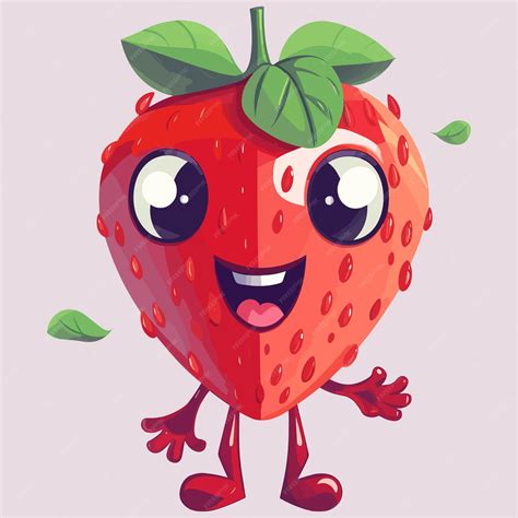 Premium Vector A Cartoon Strawberry With A Green Leaf On Its Face