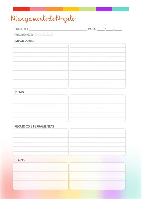 Planner Listras Coloridas Projetos Fazendo A Nossa Festa
