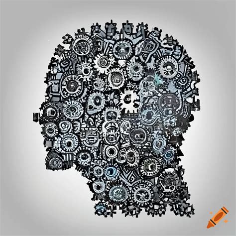 Human Head Silhouette With Machine Gears On Craiyon