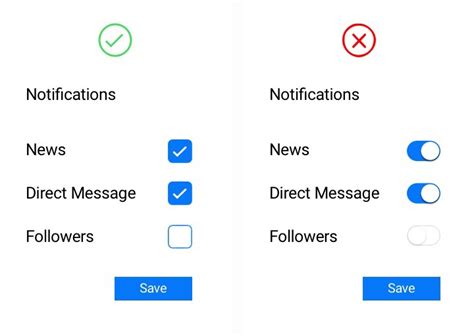 User Interface Design Tips Checkbox Vs Toggle Switch