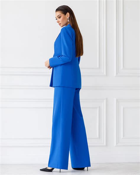 Blue Double Breasted Suit 3 Piece Elagia
