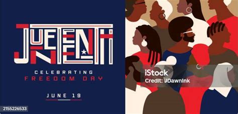 Juneteenth 자유의 날 축하 창조적 인 텍스트 디자인 아프리카 계 미국인 사람들의 군중 템플릿 수평 웹 배너