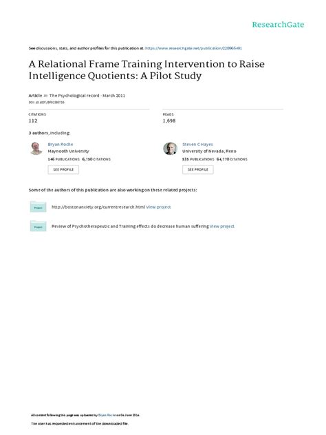 A Relational Frame Training Intervention To Raise Pdf Wechsler Adult Intelligence Scale