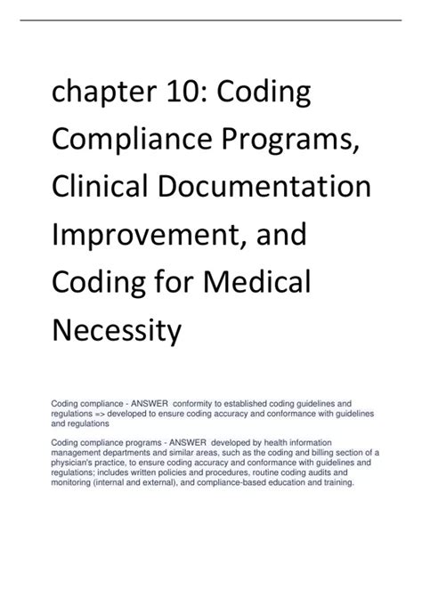 Chapter 10 Coding Compliance Programs Clinical Documentation Improvement And Coding For